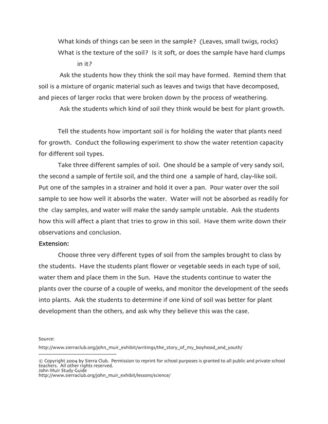 Soil Grade Two Science Lesson Plan John Muir Study Guide u | PDF