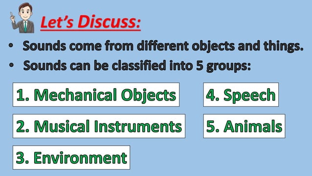 Grade 2 Categorizing sounds (Mechanincal, Environment, Speech, Animals ...