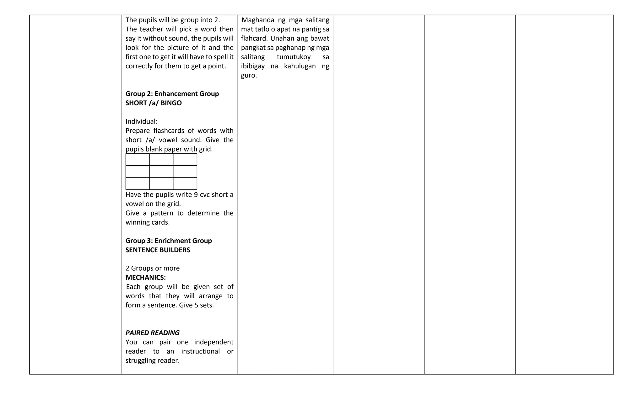 Grade Three-Overall-Daily Lesson Log for Catch Up Friday | DOCX