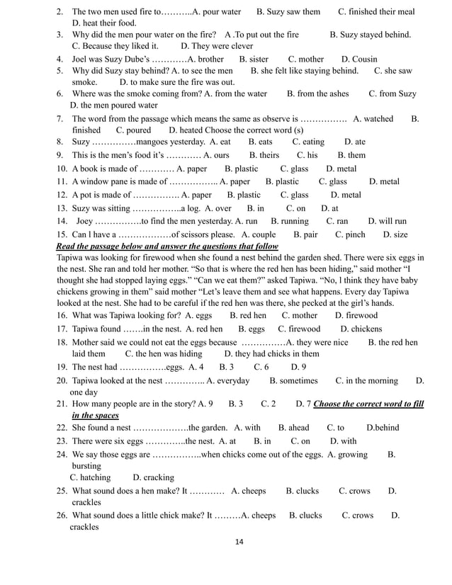 Past exam papers for grade three, four & five | PDF