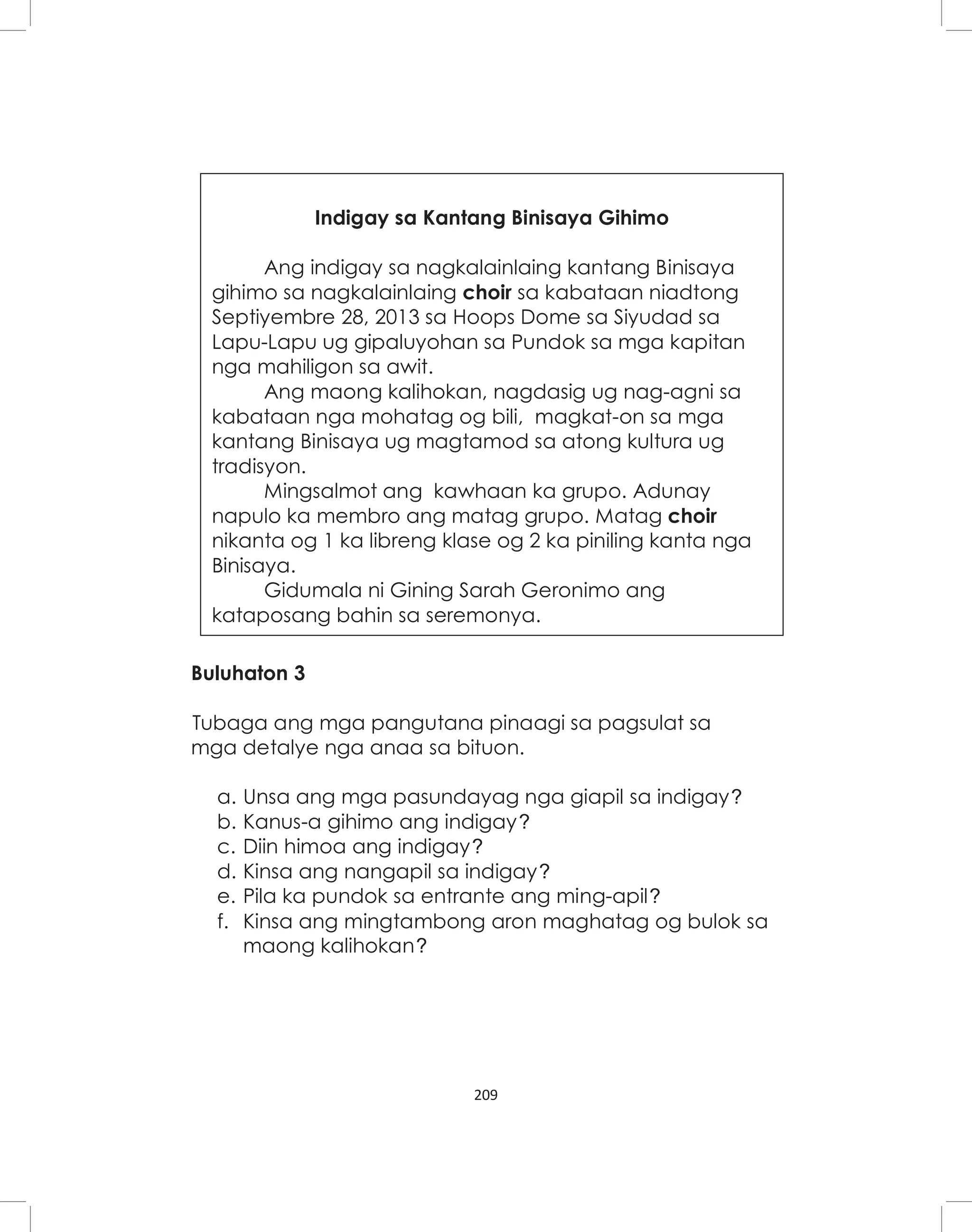 K TO 12 GRADE 3 LEARNER’S MATERIAL IN MTB-MLE Binisaya (MTB – Quarter 3) | PDF | Education