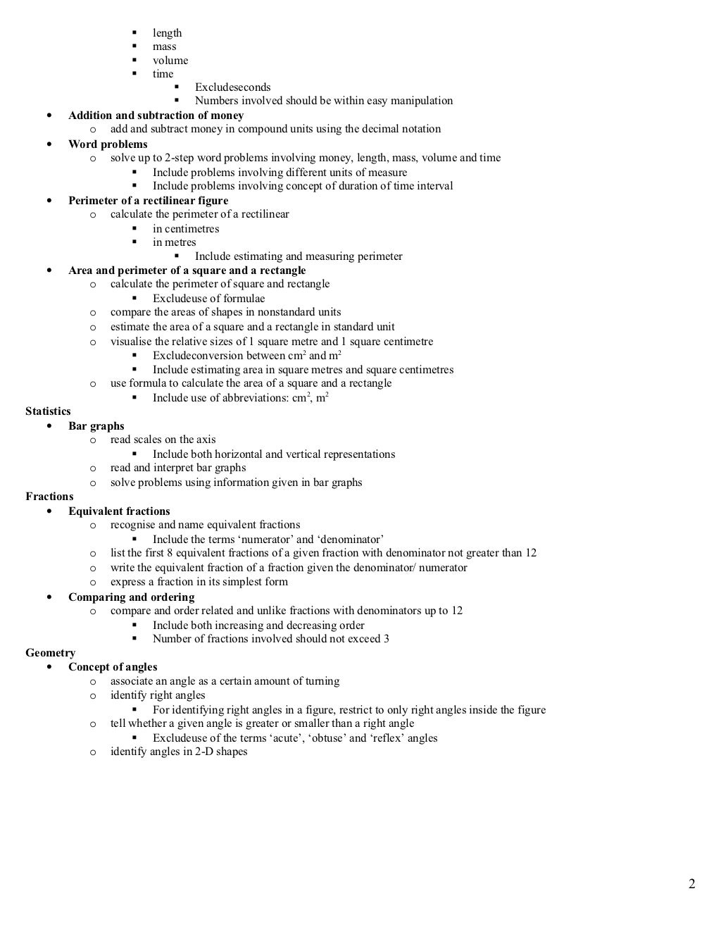 Grade 3 Math Syllabus Grade 3 Math Syllabus