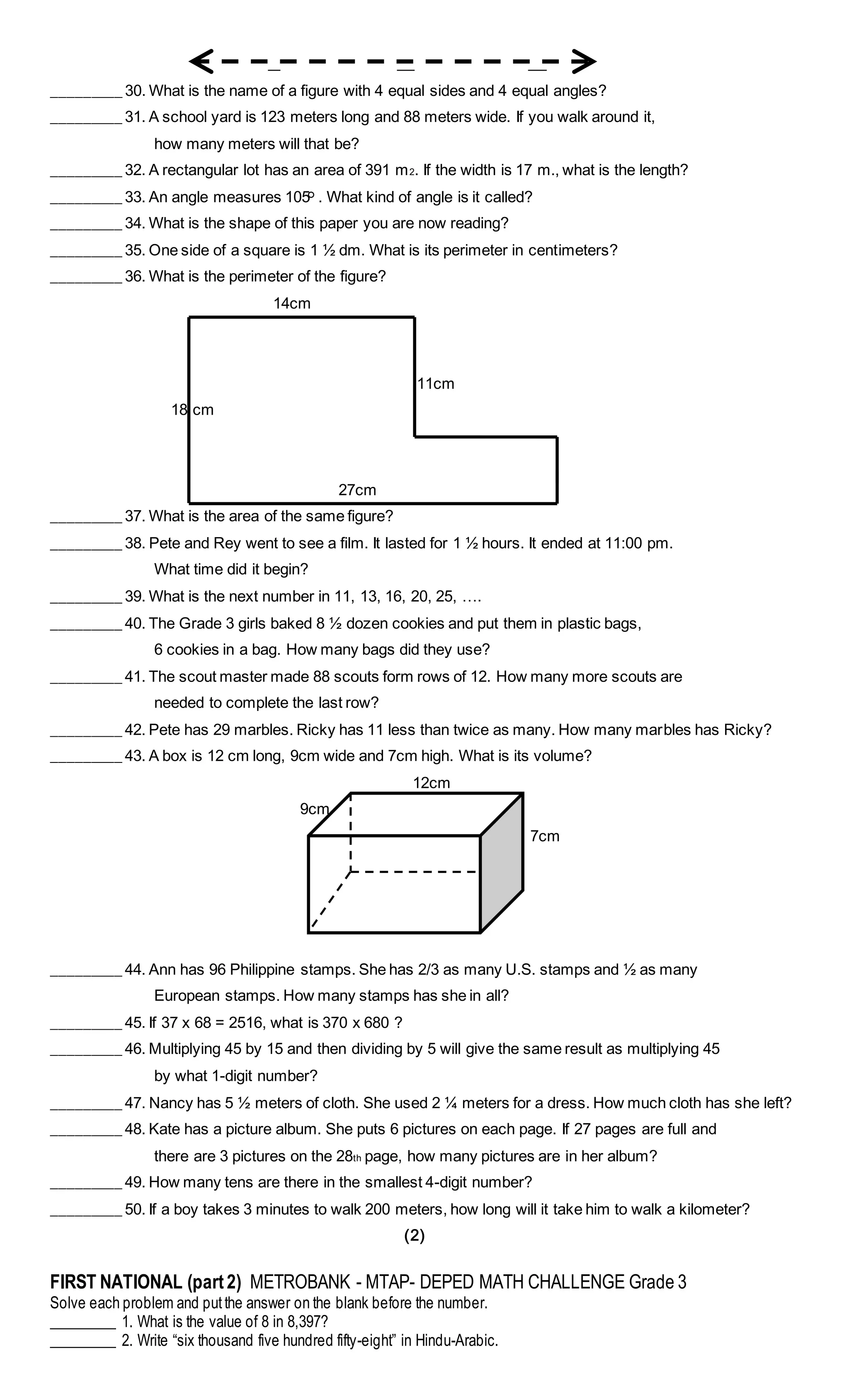 Grade 3 MTAP Reviewer | PDF