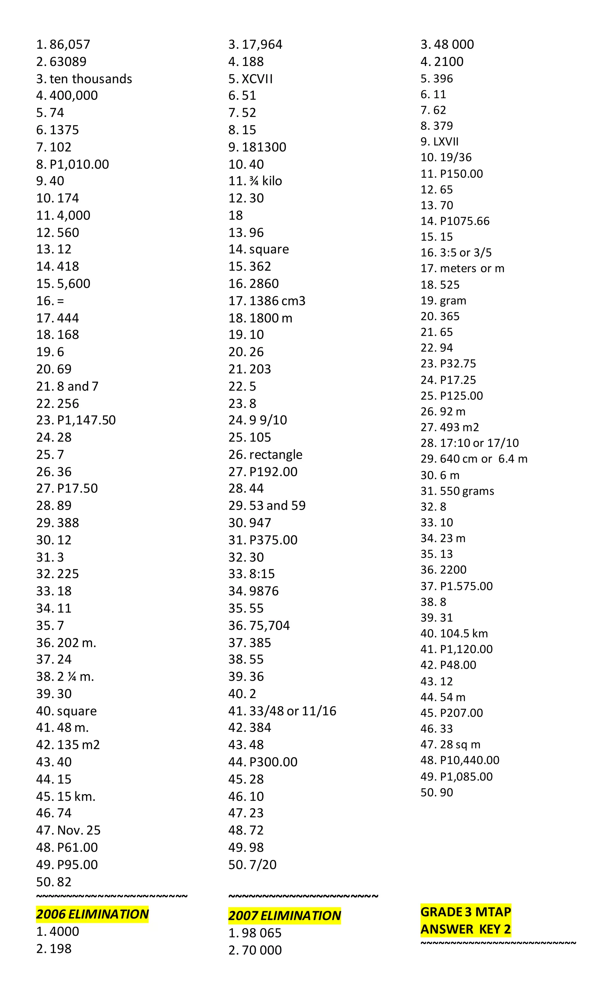 Grade 3 MTAP Reviewer | PDF