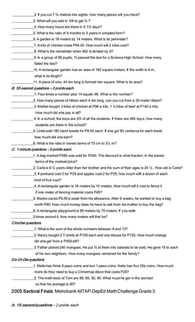 Grade 3 MTAP Reviewer | PDF