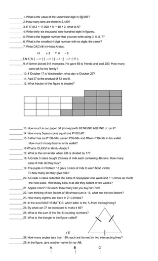 Grade 3 MTAP Reviewer | PDF