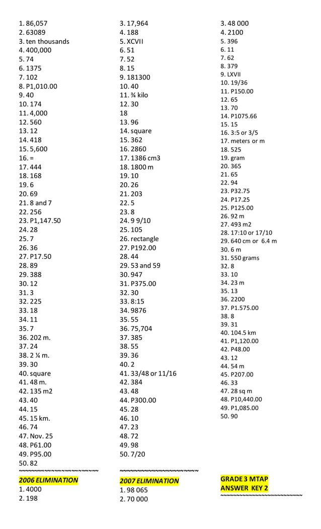 Grade 3 MTAP Reviewer | PDF