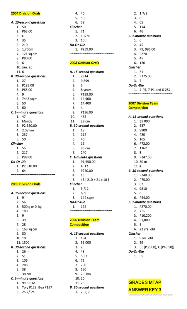 Grade 3 MTAP Reviewer | PDF