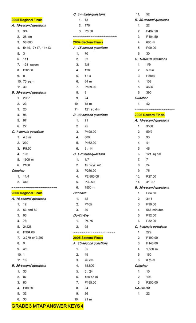 Grade 3 MTAP Reviewer | PDF
