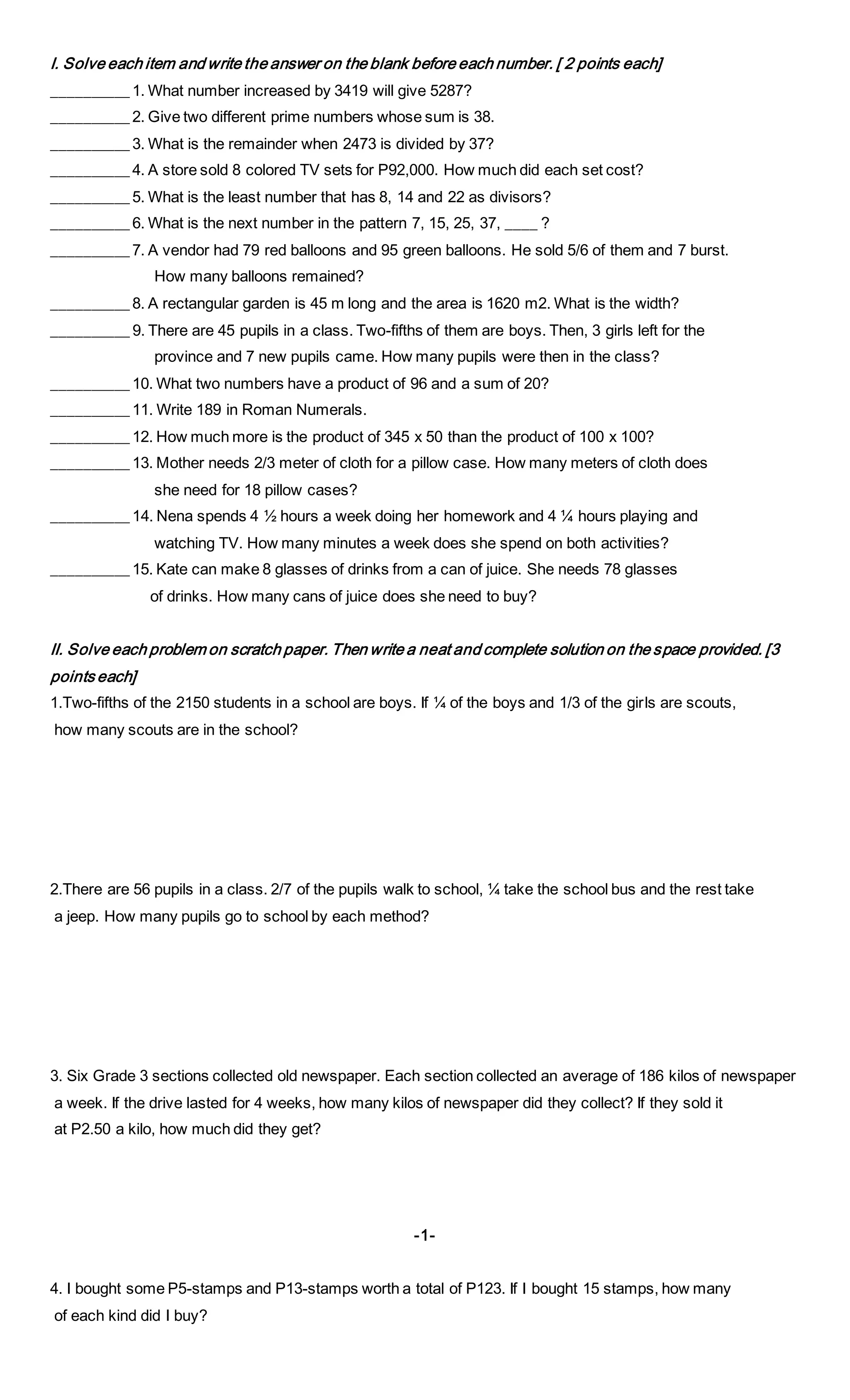 Grade 3 mtap reviewer | DOCX