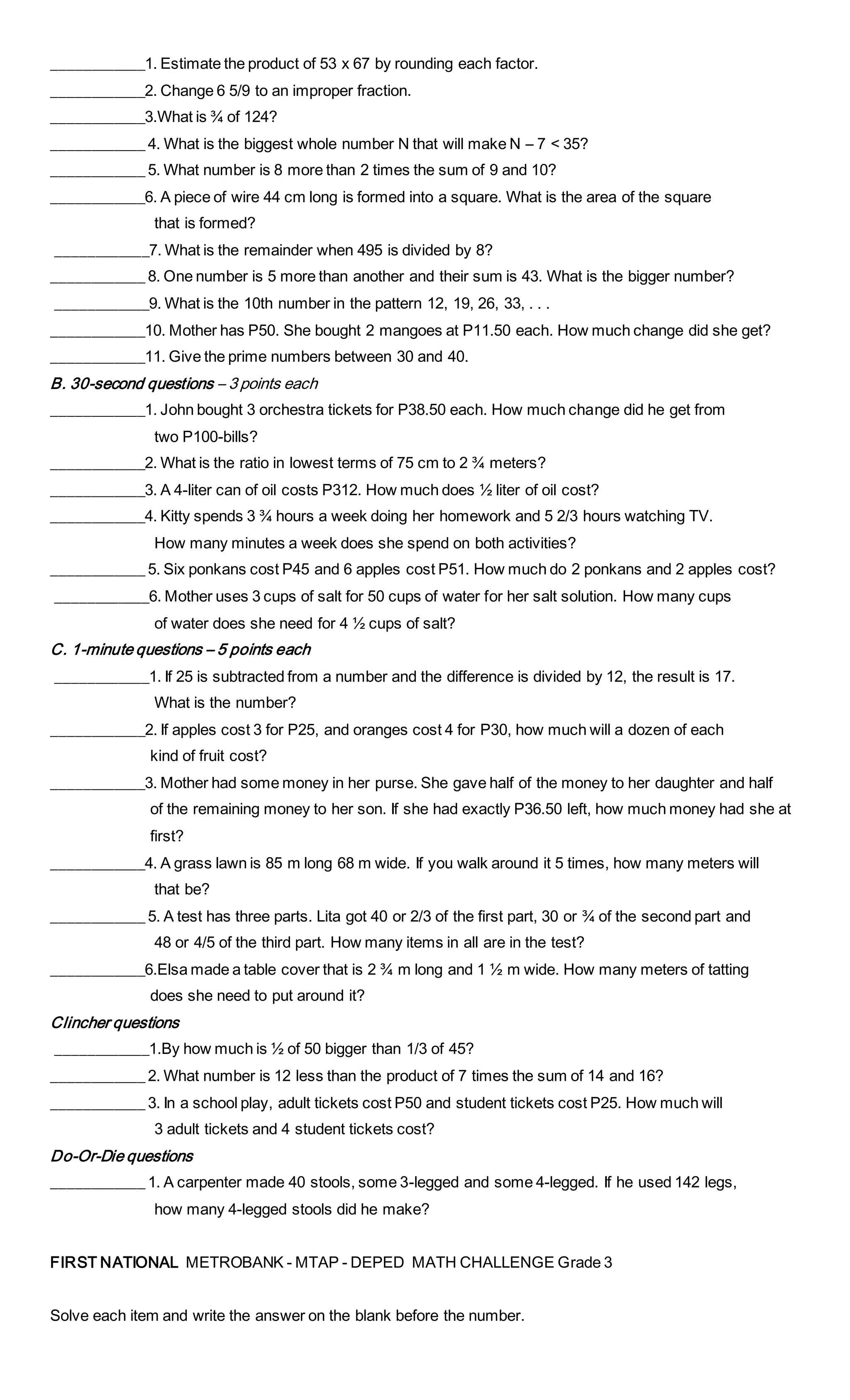 Grade 3 mtap reviewer | DOCX