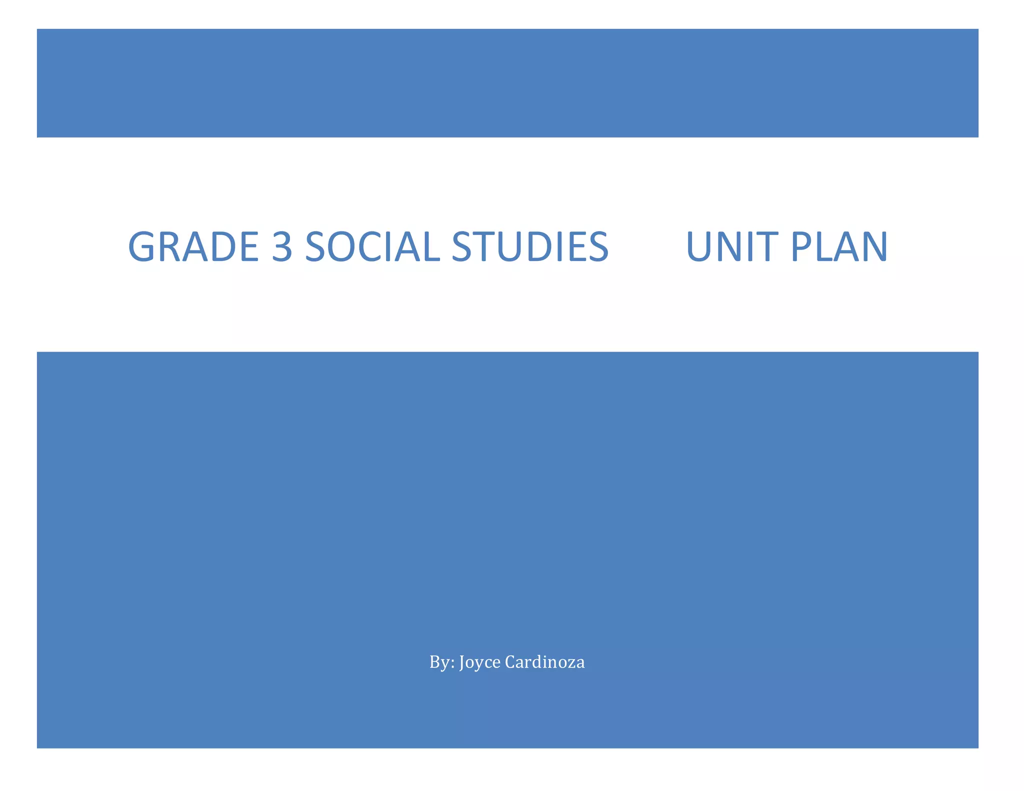 Grade 3 Social Studies Unit Plan | DOCX