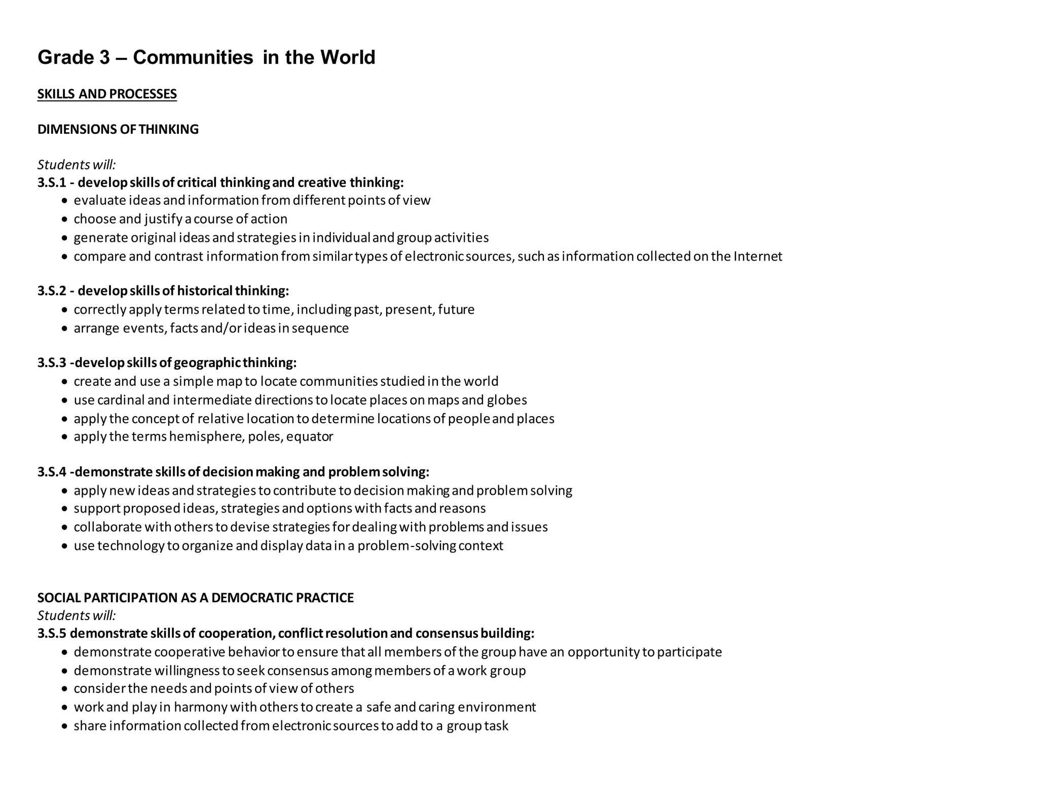 Grade 3 Social Studies Unit Plan | DOCX