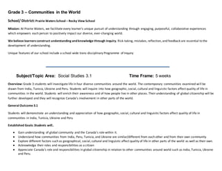 Grade 3 Social Studies Unit Plan | PPT