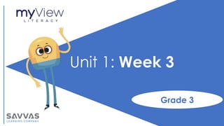 Grade 3 Literacy Unit 1 Week 3: Reading, Writing, and Language Skills ...