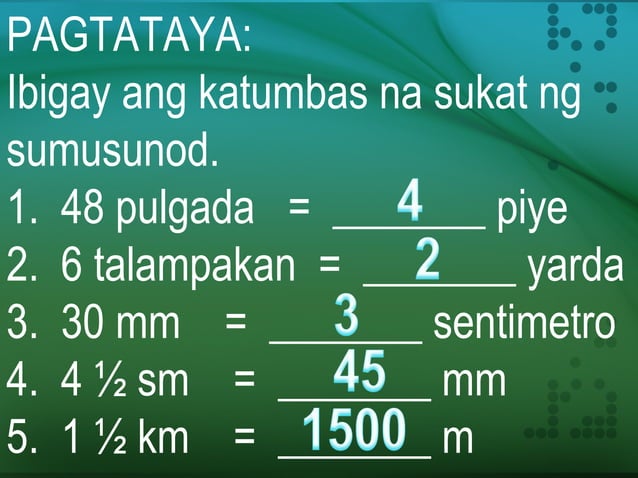 Grade 4 Epp Industrial Arts Quarter 4 Aralin 3 Pagsasalin Ng Sistemang Panukat Na Ingles Sa