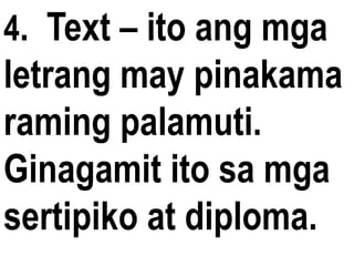 Grade 4 e.p.p. industrial arts quarter 4 aralin 4 - ang pagleletra | PPTX