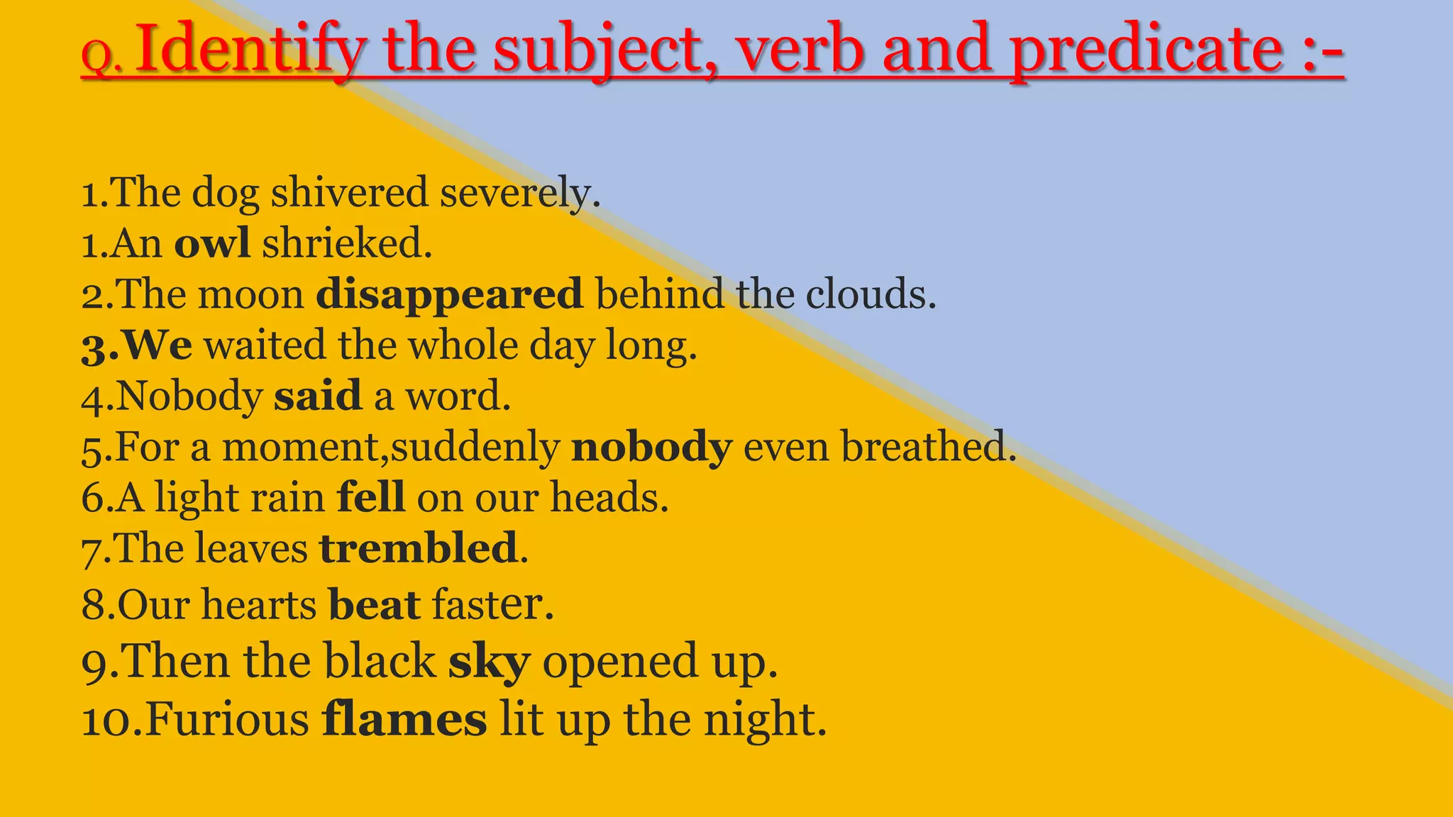 Sentences=subject and predicate | PPT