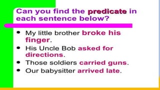 Sentences=subject and predicate | PPT