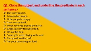 Sentences=subject and predicate | PPT