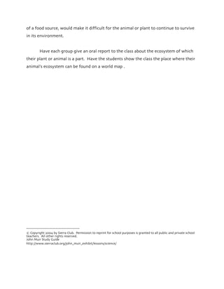 Ecosytems Grade Four Science Lesson Plan John Muir Study Guide | PDF ...