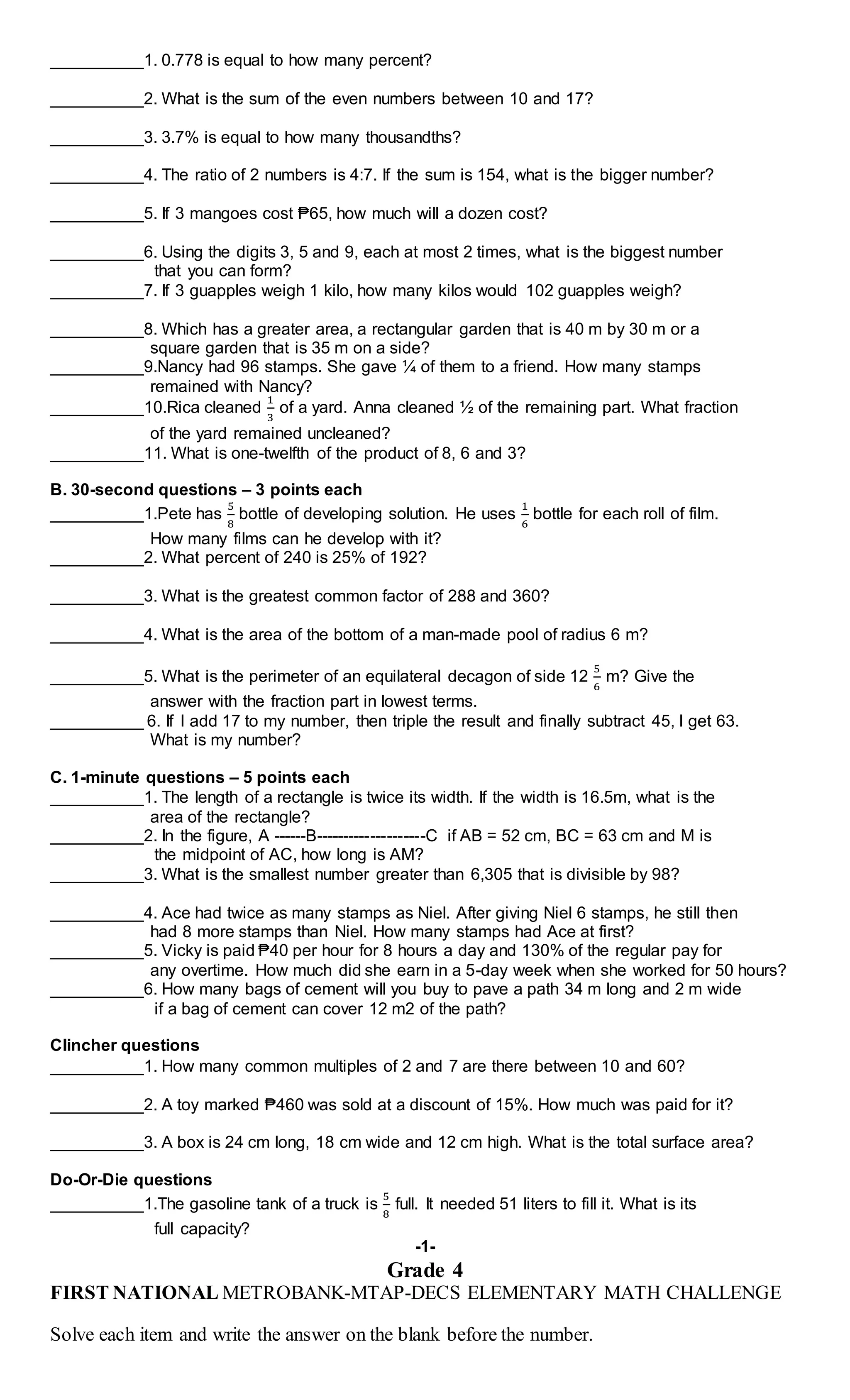 Grade 4 mtap reviewer | DOCX