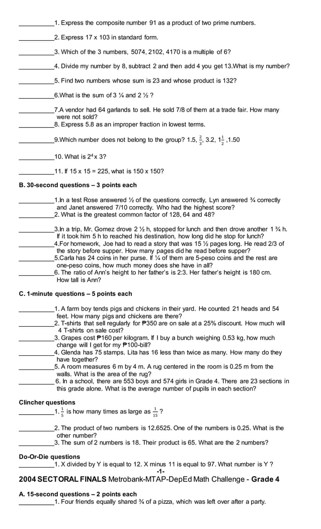 Grade 4 mtap reviewer | DOCX | Stamps and Coins | Collecting