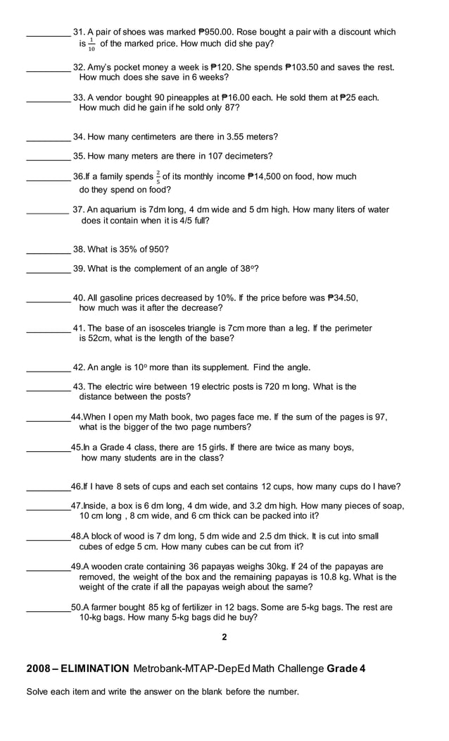 Grade 4 mtap reviewer | DOCX | Stamps and Coins | Collecting