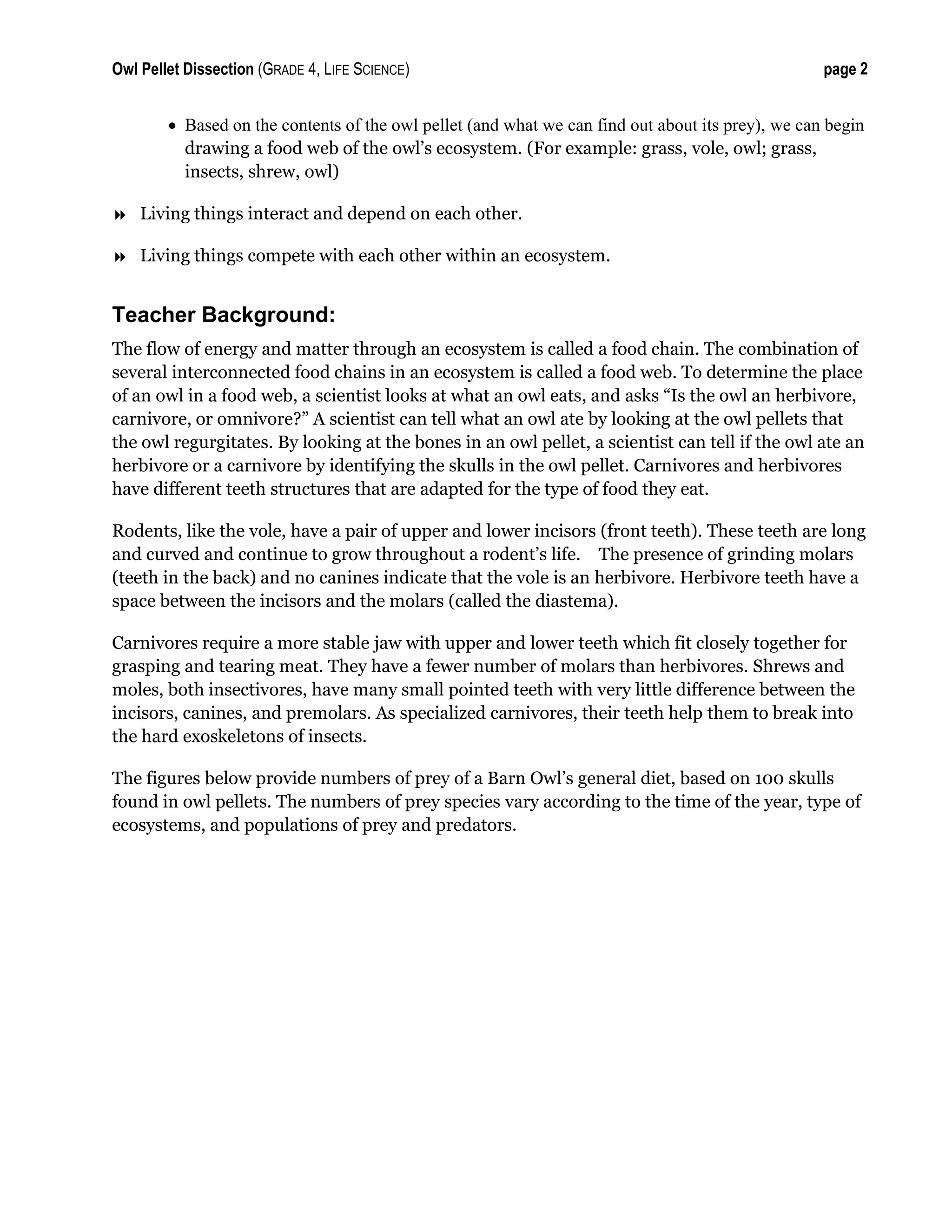 Owl Pellet Dissection Lesson Plan | PDF