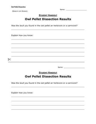 Owl Pellet Dissection Lesson Plan | PDF