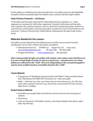 Owl Pellet Dissection Lesson Plan | PDF