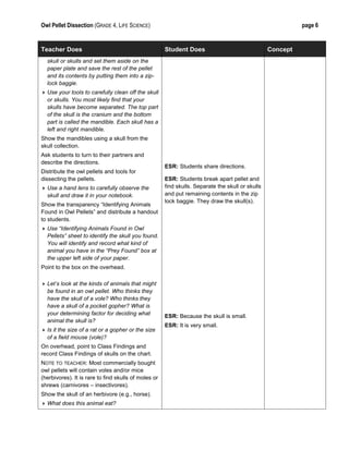 Owl Pellet Dissection Lesson Plan | PDF