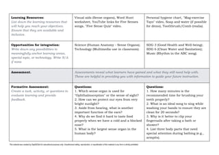 Comprehensive Grade 4 Lesson on Personal Hygiene and Sense Organs Care ...