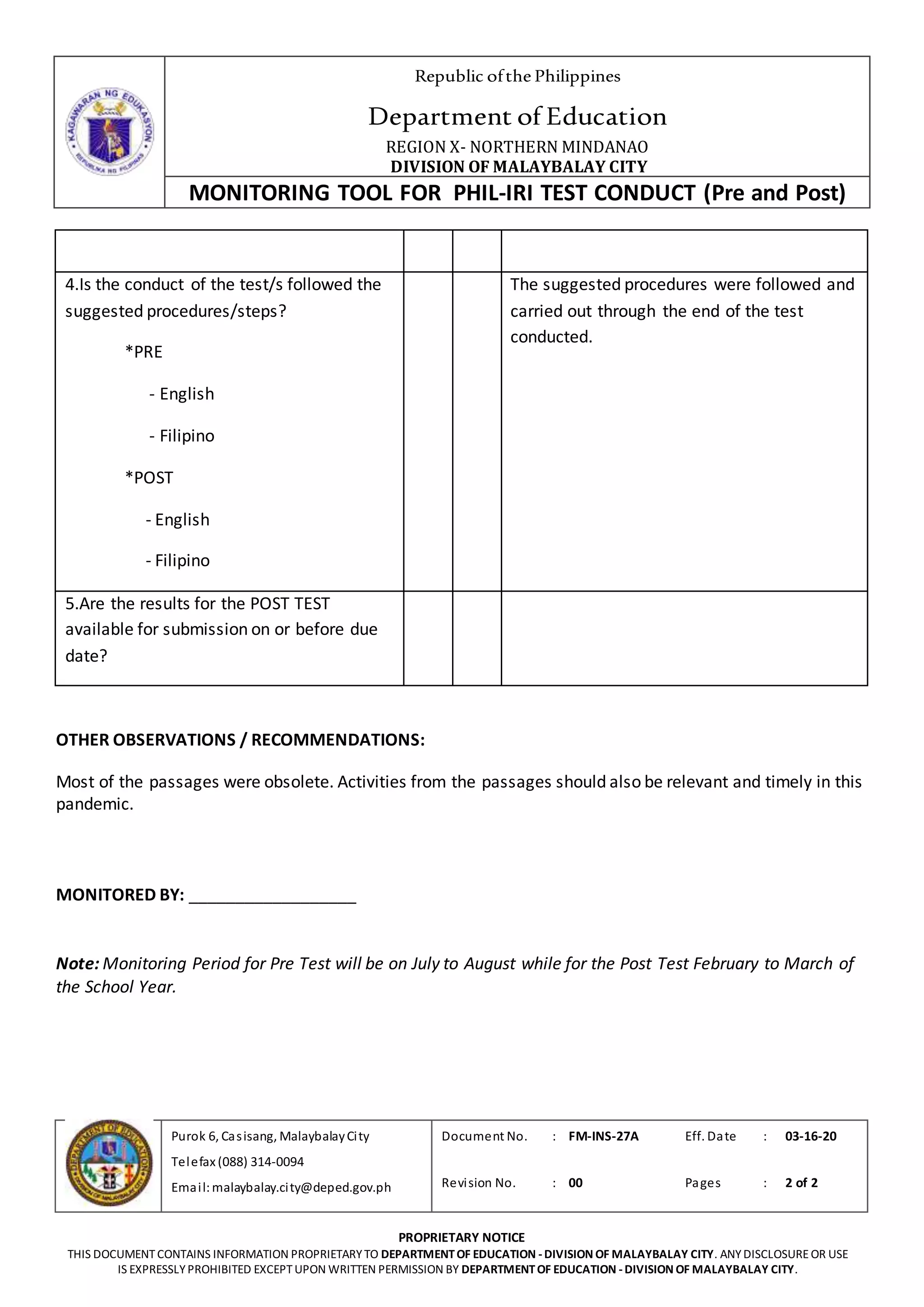Grade 4 phil_iri_pretest[1] | DOCX