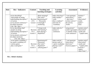 Grade 4 plan | DOC | Roleplaying Games | Games and Puzzles