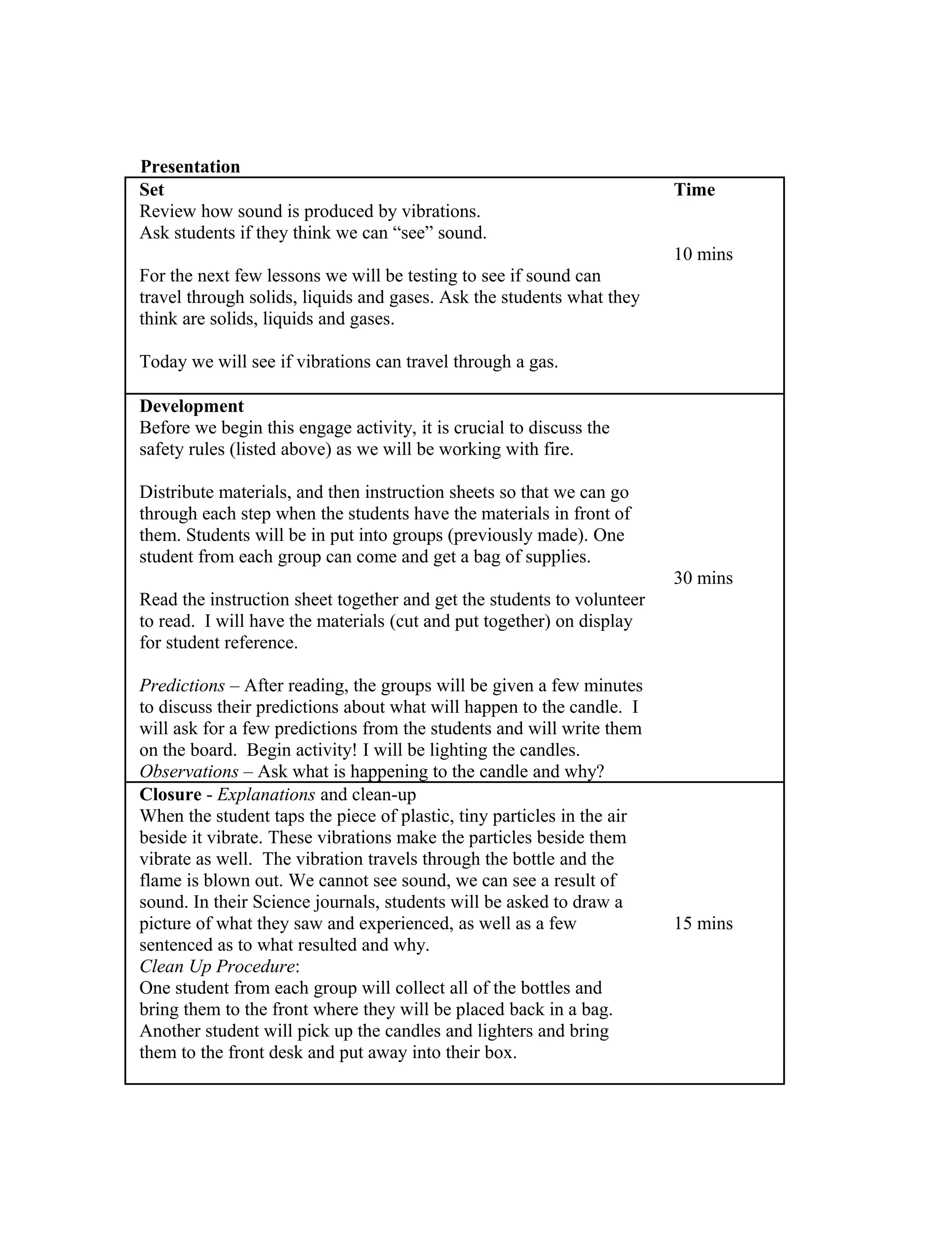 Grade 4 science sound unit | DOC