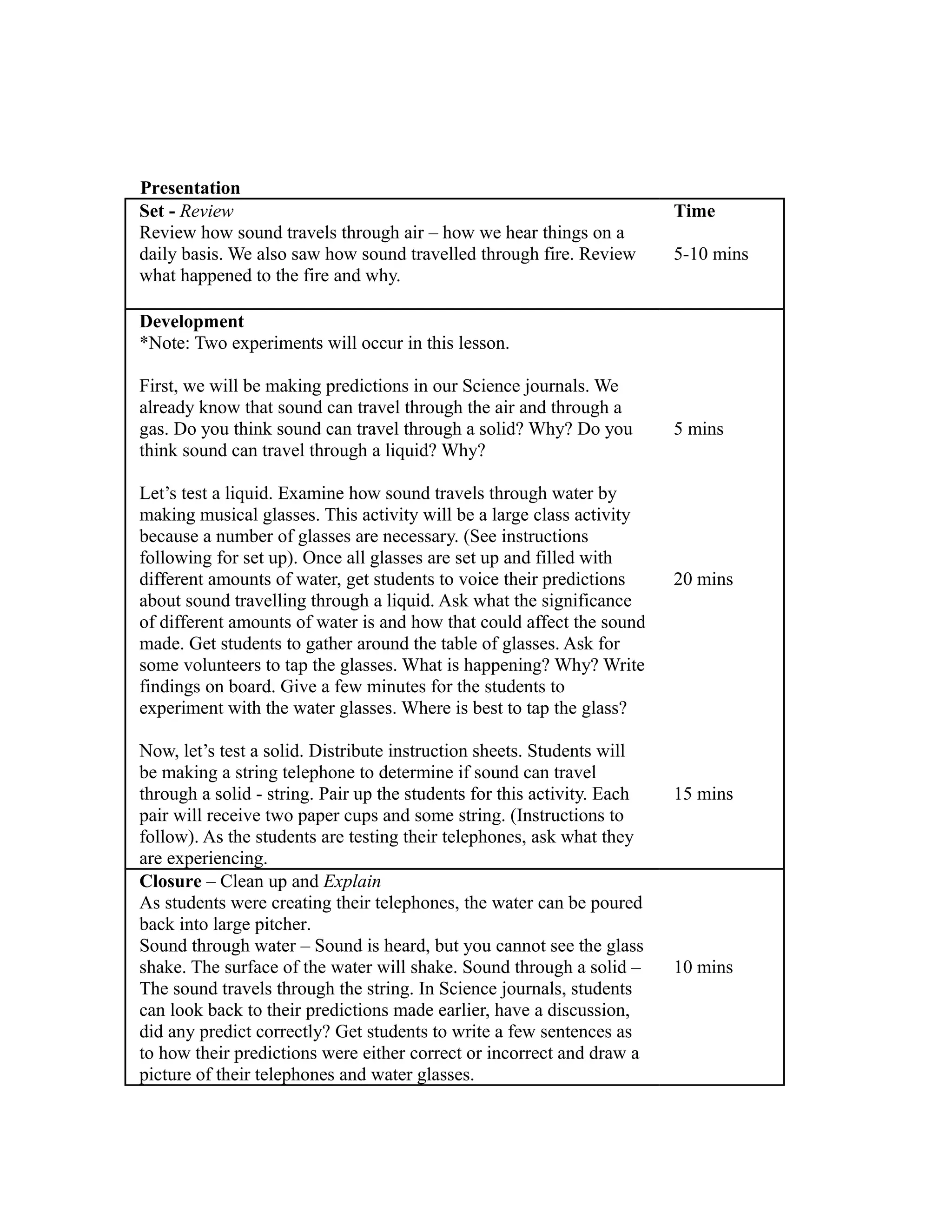 Grade 4 science sound unit | DOC