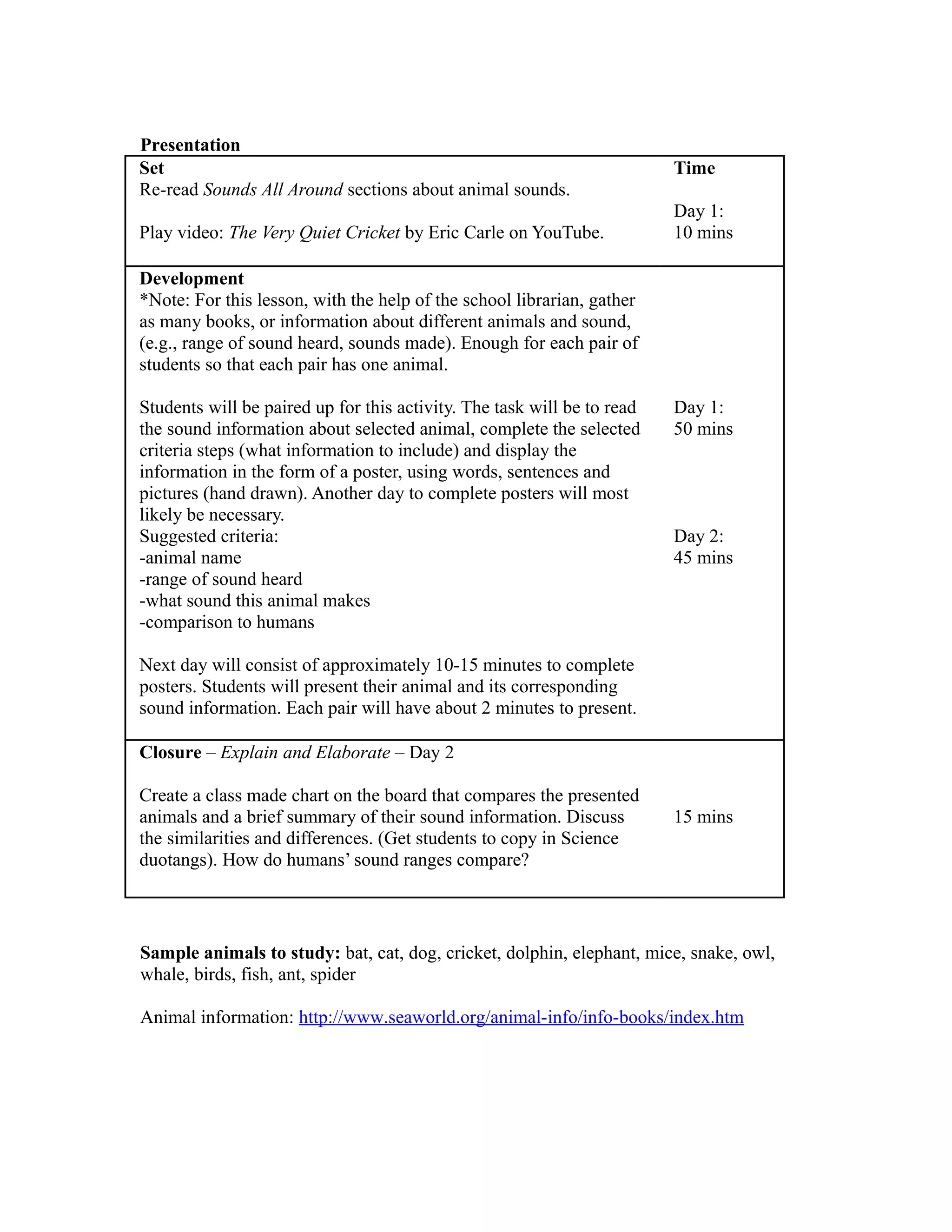Grade 4 science sound unit | DOC