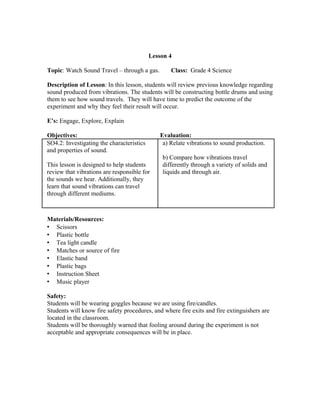 Grade 4 science sound unit | DOC