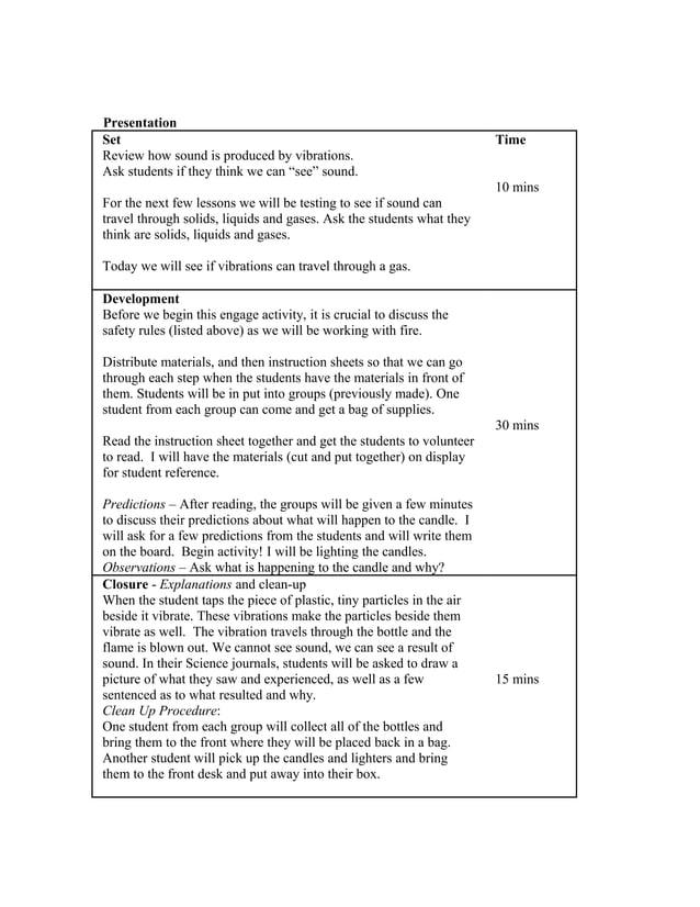 Grade 4 science sound unit | DOC