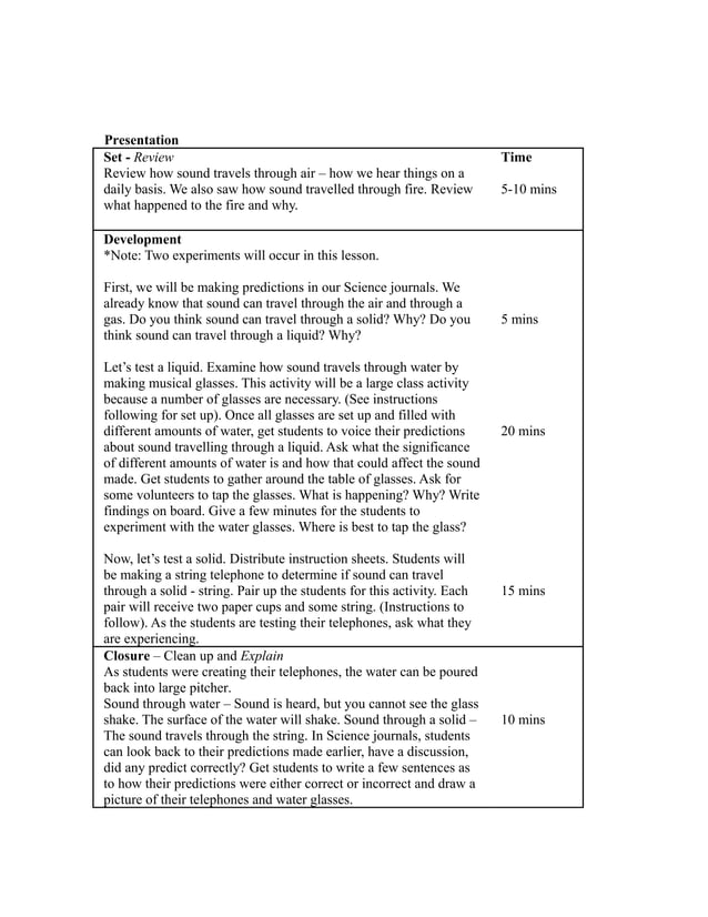 Grade 4 science sound unit | DOC