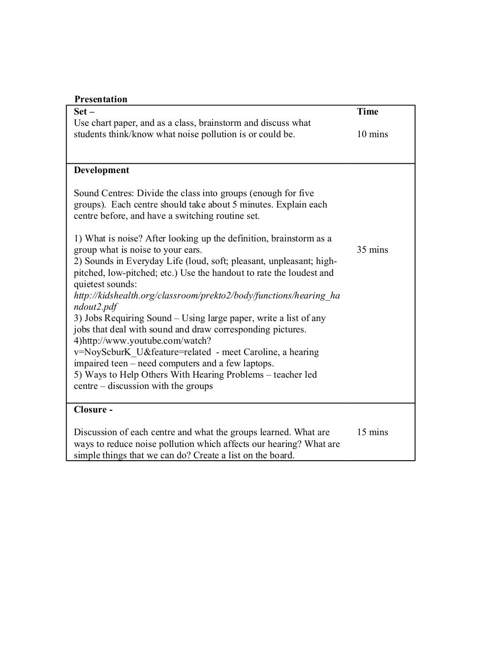 Grade 4 science sound unit