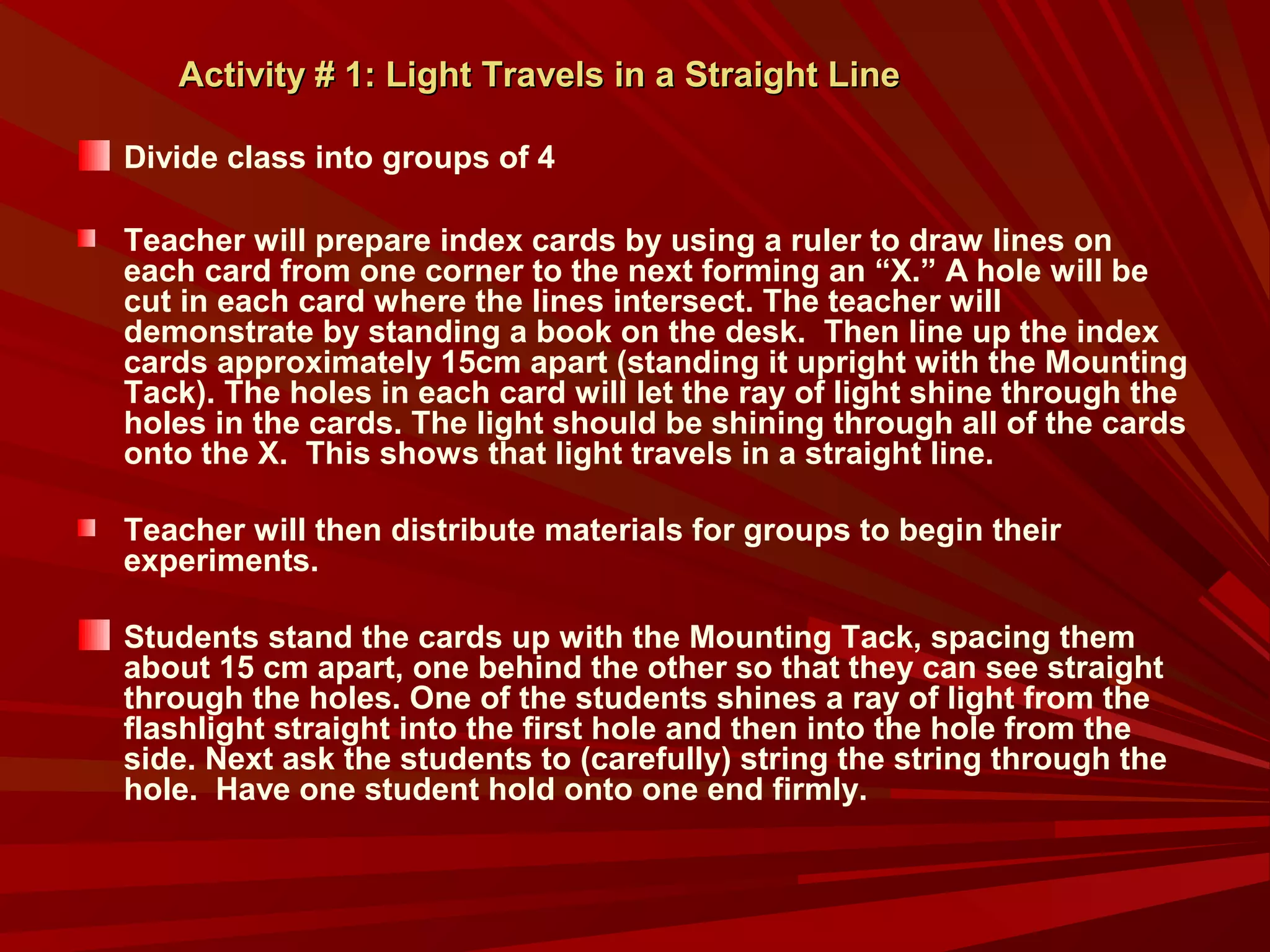 Grade 4 Science Light Travels in a Straight Line | PPT