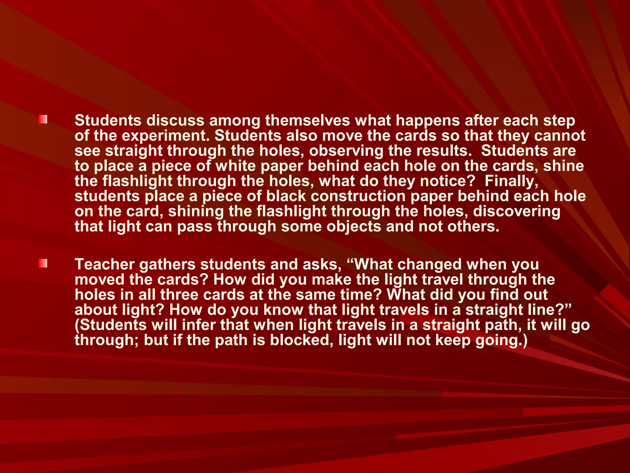 Grade 4 Science Light Travels in a Straight Line | PPT