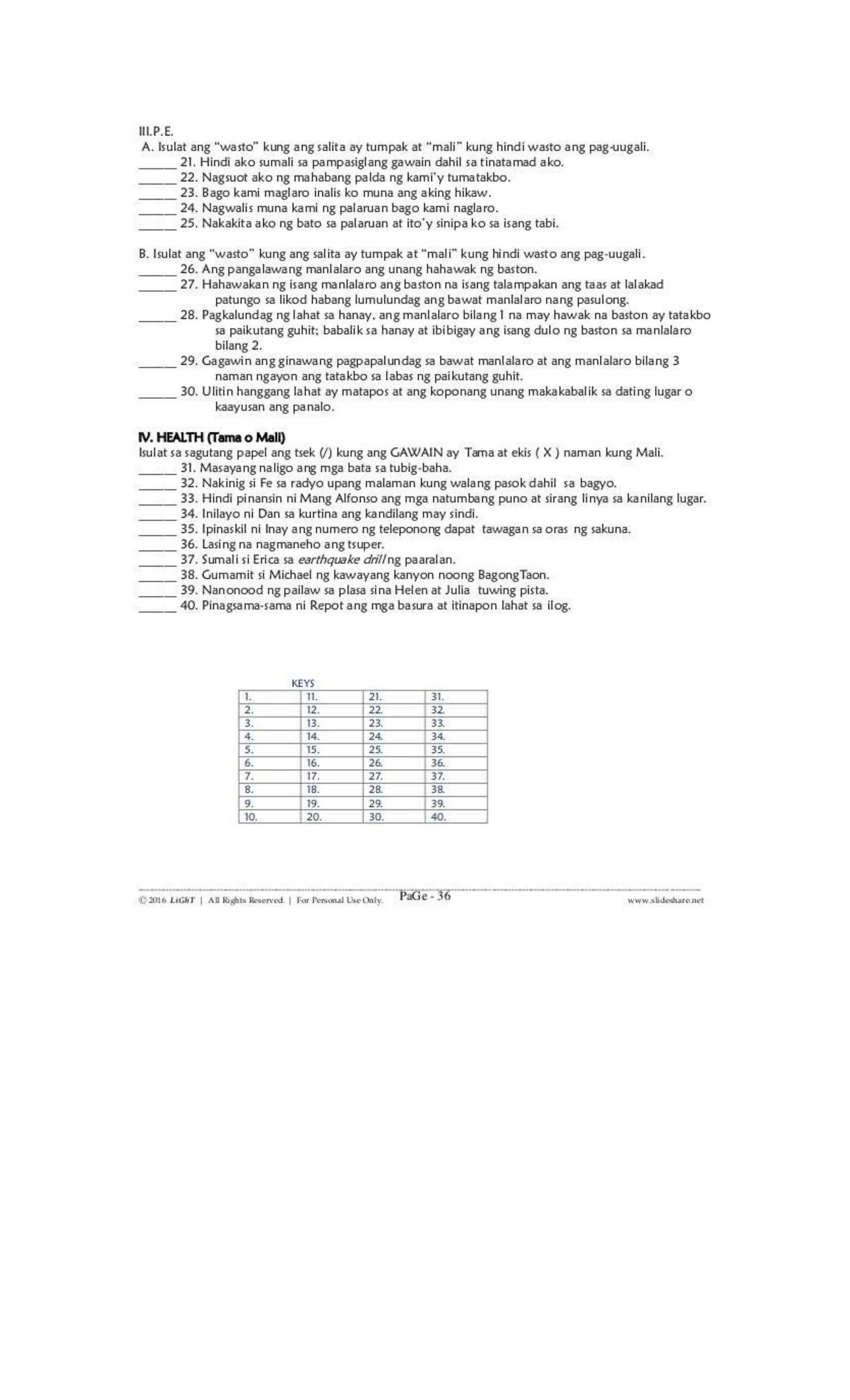 GRADE 4 - SUMMATIVE TEST QUARTER 4 ALL SUBJECTS | DOCX