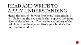 Benchmark, Grade 4, unit 1, week 1, lesson 2 | PPTX