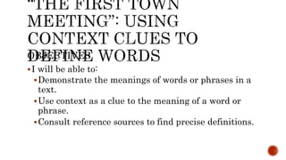 Grade 4, unit 1, week 1, mini lesson 10 | PPTX | Education