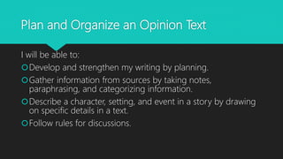 Grade 4, unit 4, week 2, mini lesson 7 | PPT