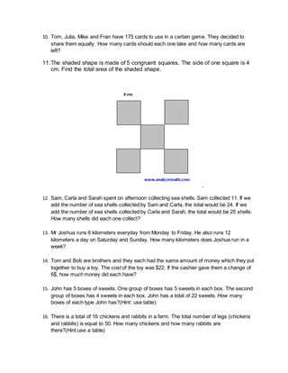 Grade 4 word problem | DOCX