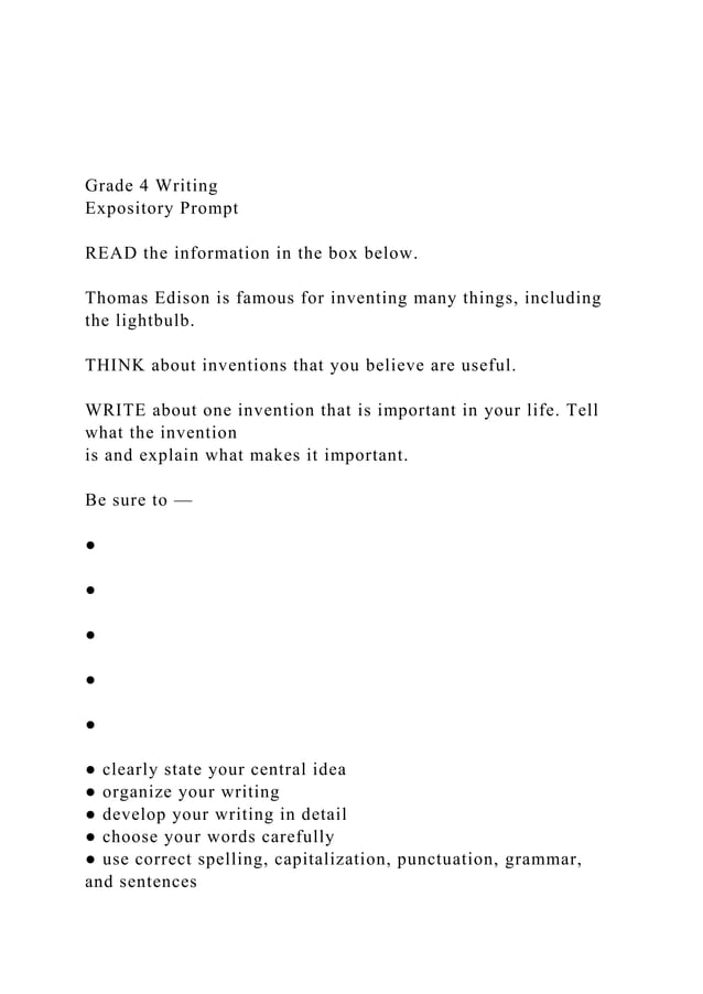 Grade 4 Writing Expository PromptREAD the information in | DOCX